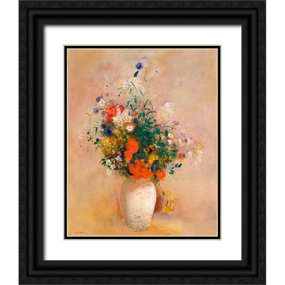 Redon, Odilon 12x14 Black Ornate Wood Framed with Double Matting Museum ...