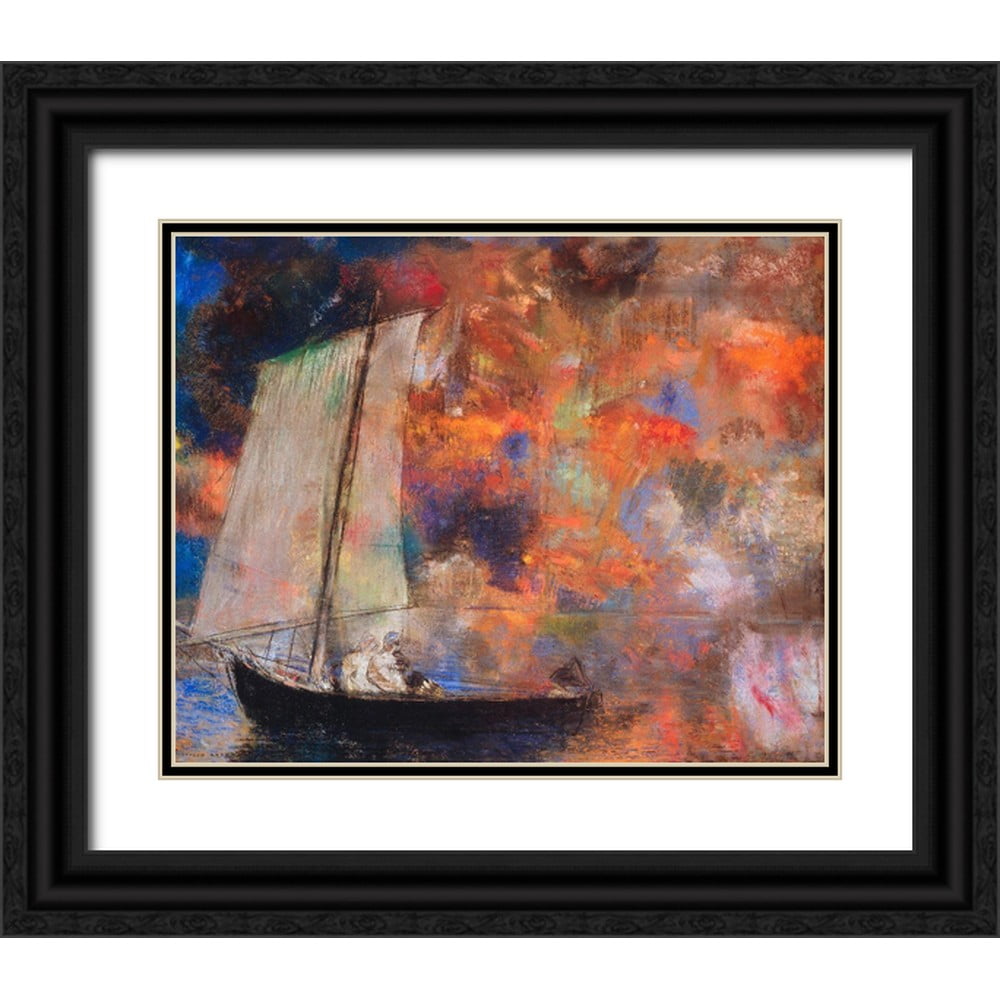 Redon, Odilon 14x12 Black Ornate Wood Framed with Double Matting Museum ...