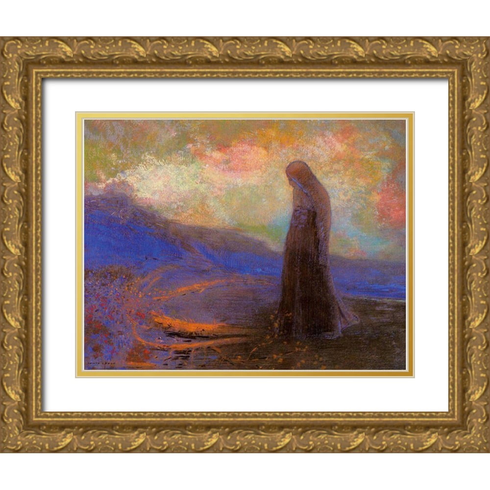 Redon, Odilon 18x15 Gold Ornate Wood Framed with Double Matting Museum ...