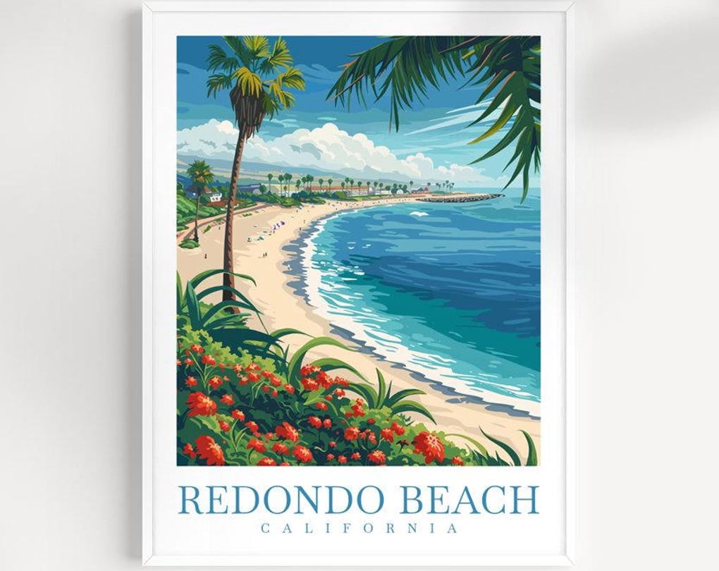Redondo Beach Travel Print California Wall Art Redondo Beach Wall ...