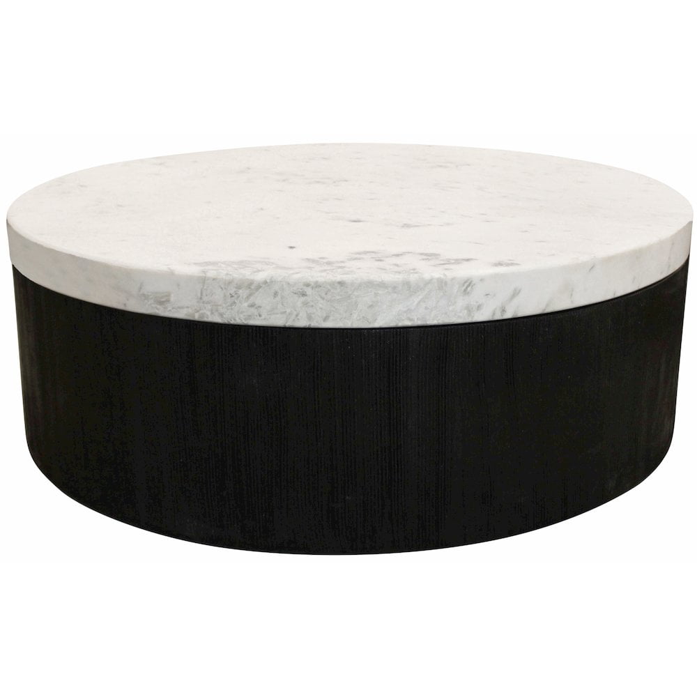 Redondo Jameson Marble Top Cocktail Table with Solid Wood Base in Black ...