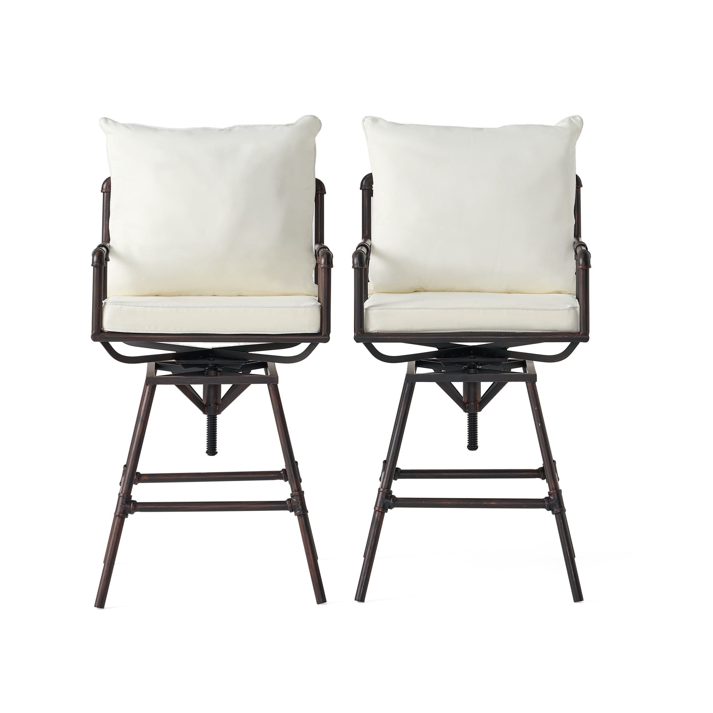 Redondo Pipe Outdoor Adjustable Bar Stools with Cushions (Set Of 2 ...