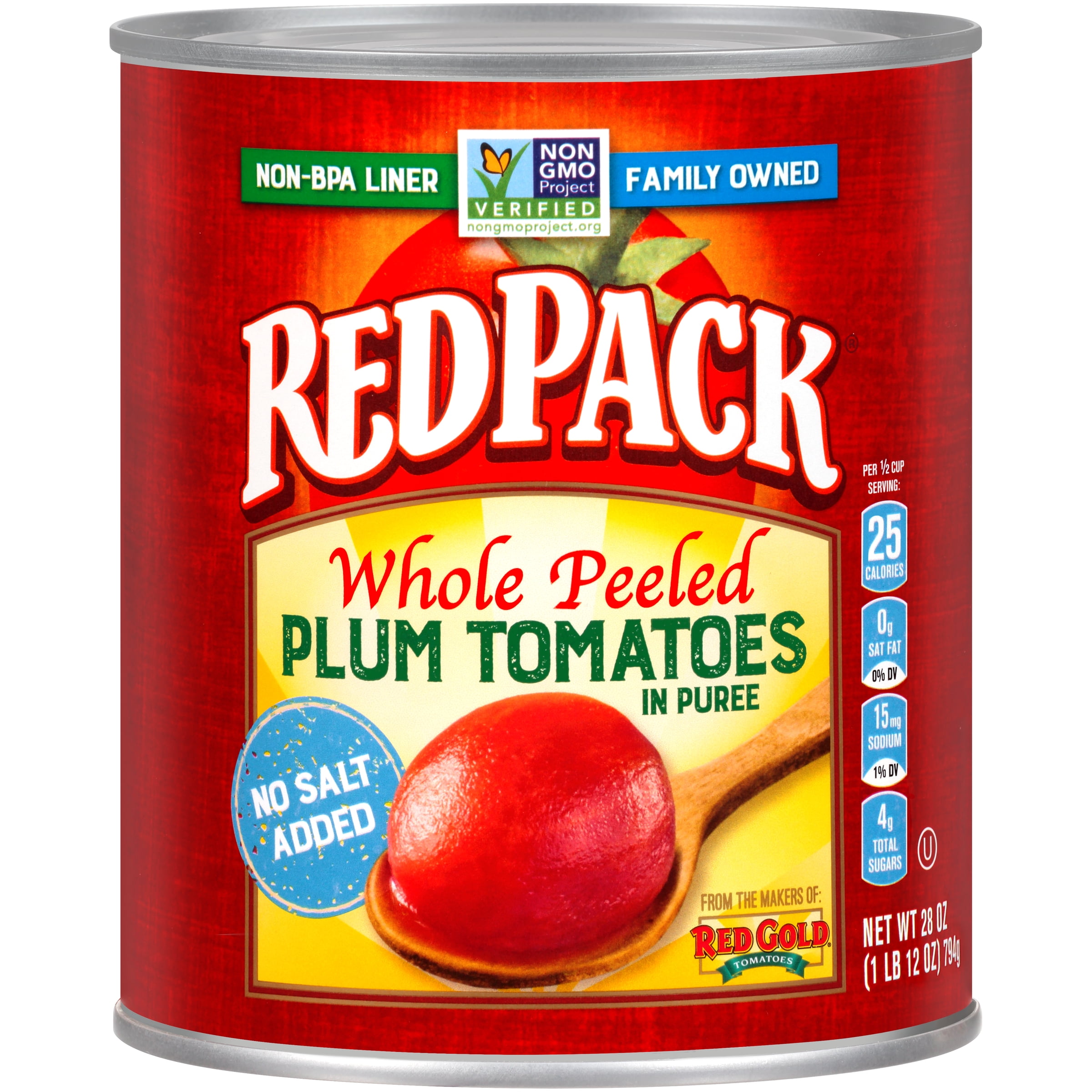 Redpack No Salt Added Whole Peeled Plum Tomatoes in Puree 28oz ...