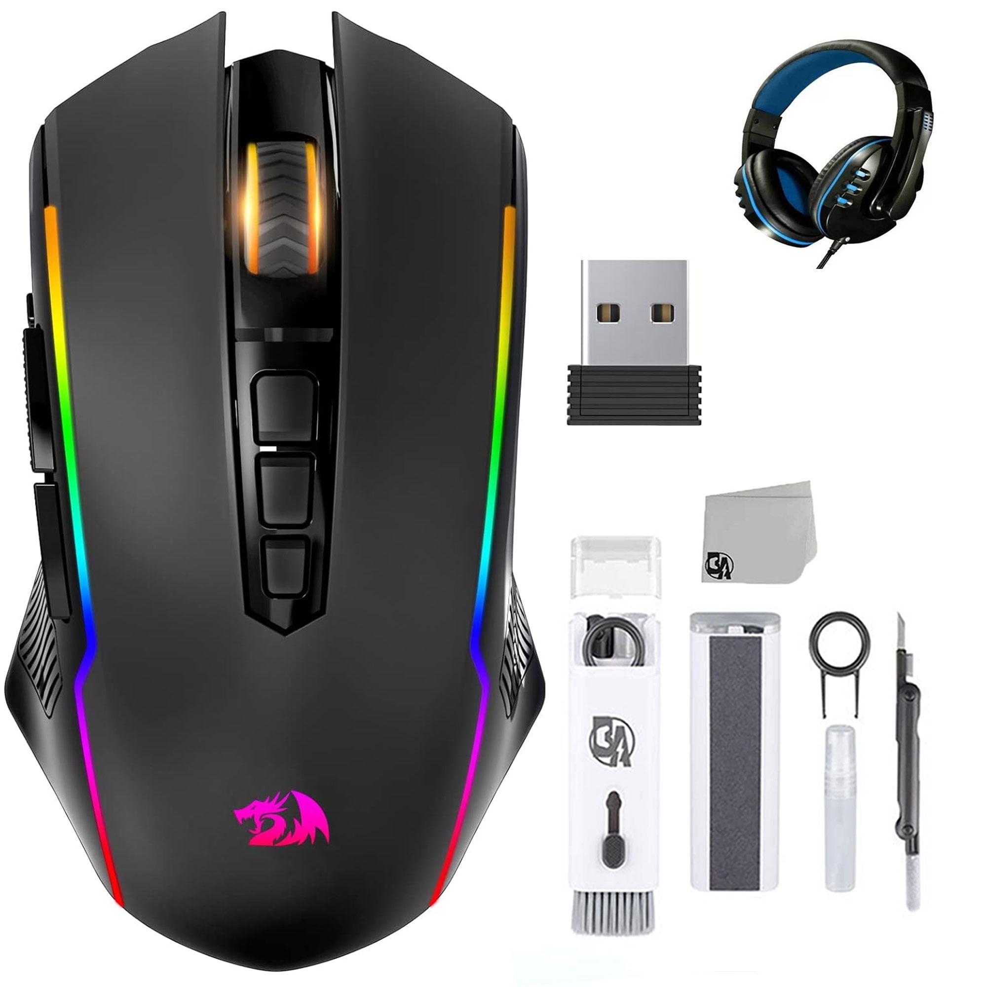 Redragon Gaming Mouse, Wireless Mouse Gaming with 8000 DPI, RGB Backlit ...