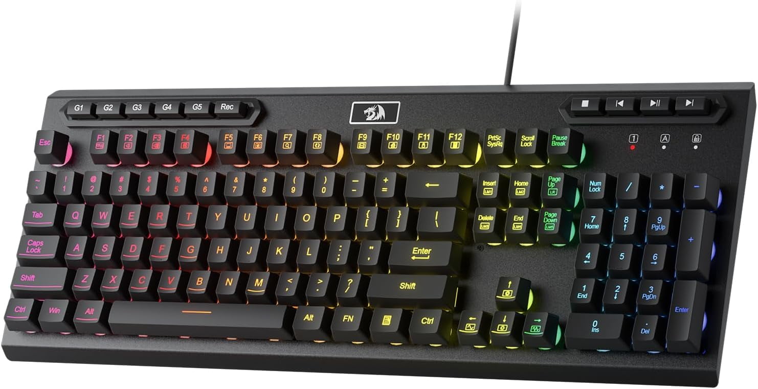 Redragon K513 RGB Membrane Gaming Keyboard, Standard 104 Keys Linear ...