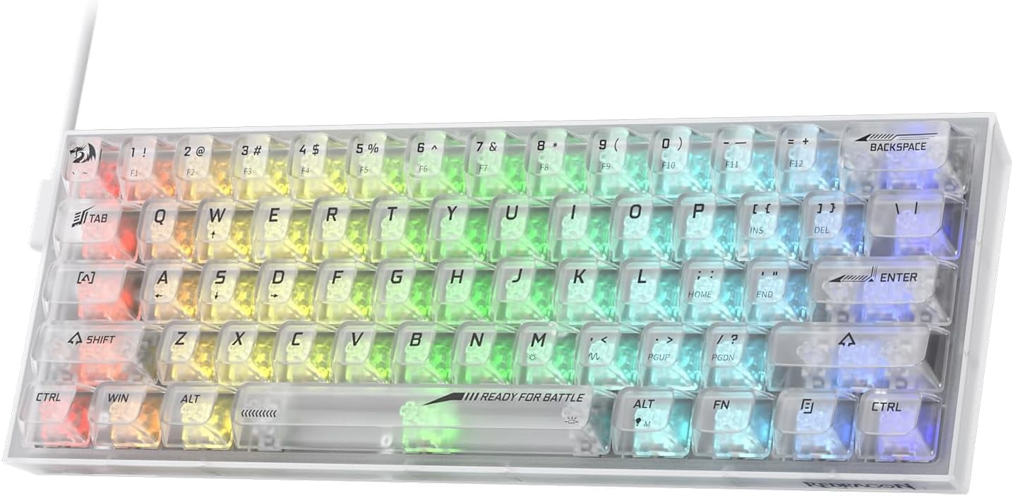 Redragon K617 SE 60% Wired RGB Gaming Keyboard, 61 Keys Compact Full ...