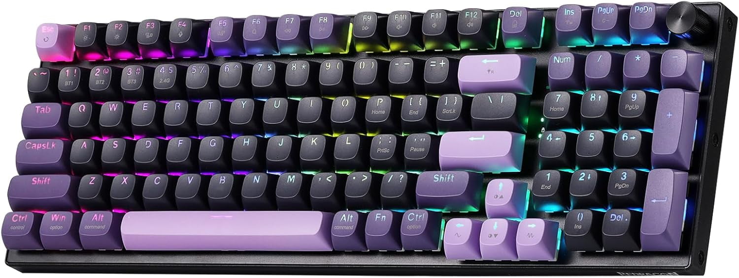 Redragon K740 PRO 98 Keys Wireless RGB Gaming Keyboard, 3-Mode PBT ...