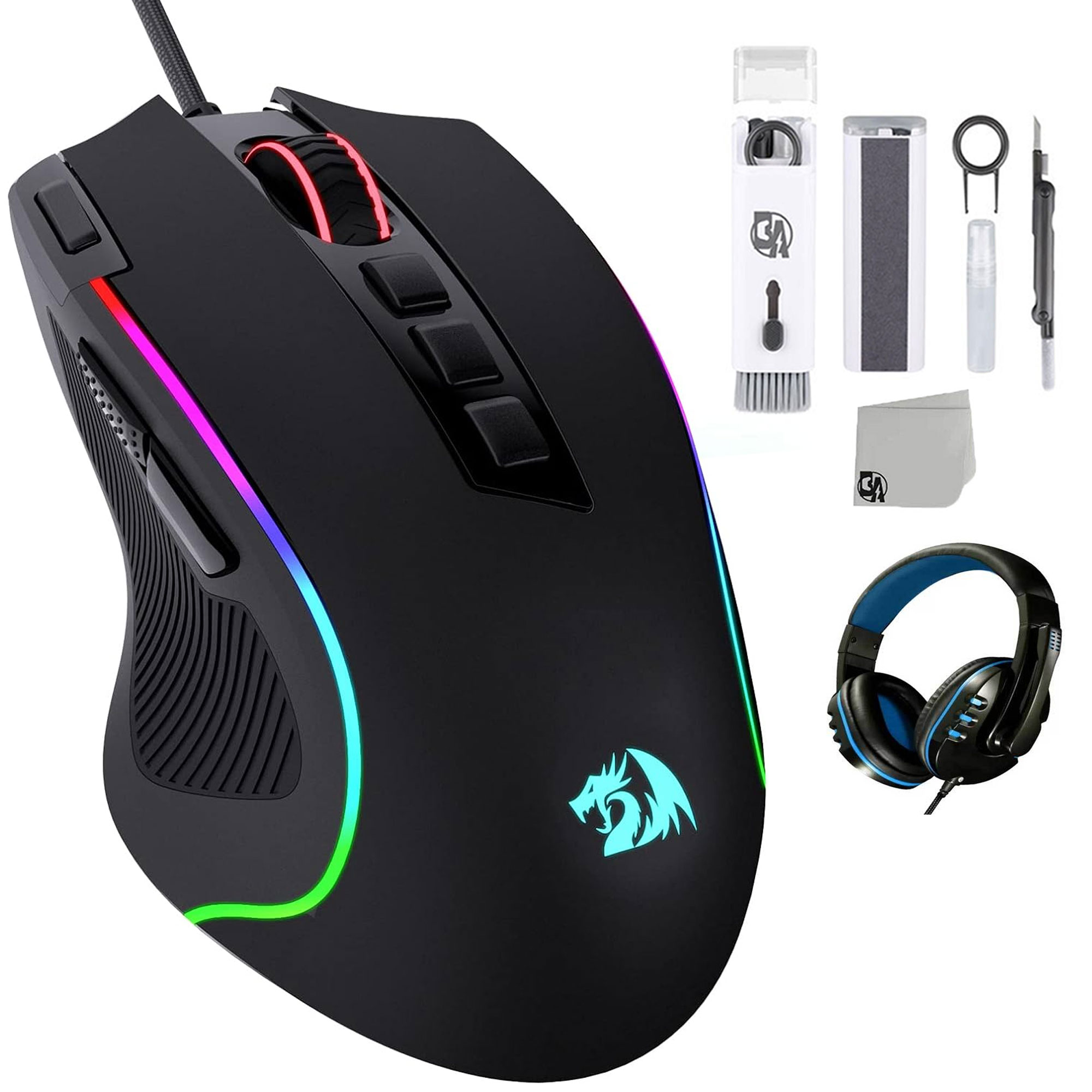 Redragon M612 Predator RGB Gaming Mouse, 8000 DPI Wired Optical Gamer ...