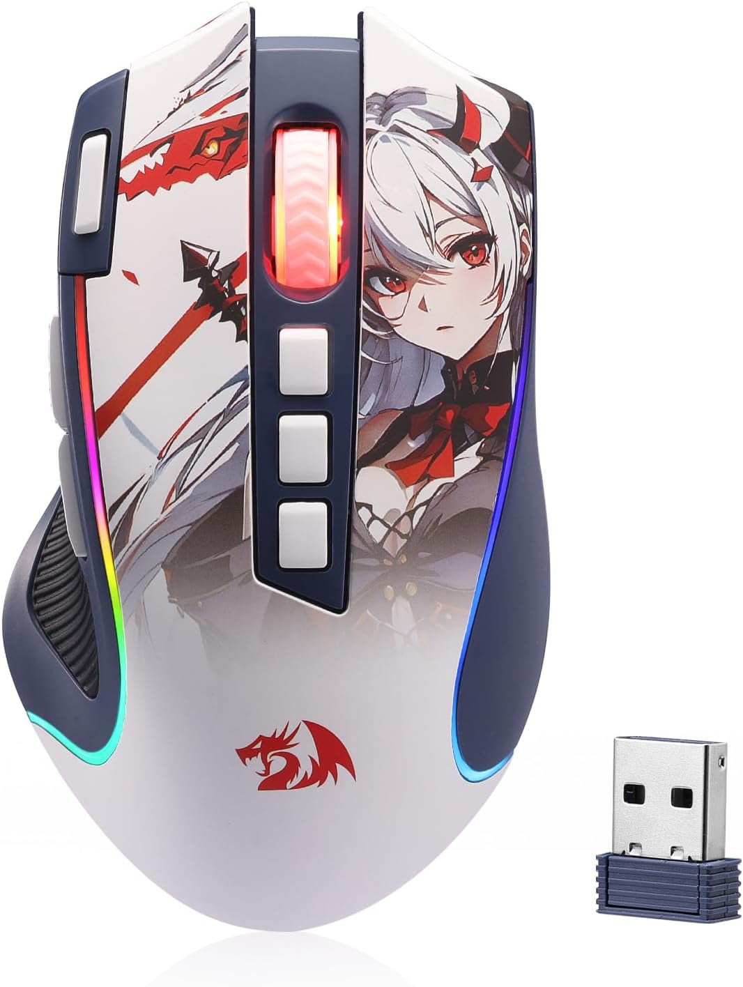 Redragon M612AK PRO RGB Anime Gaming Mouse, 8000 DPI Wired/Wireless ...
