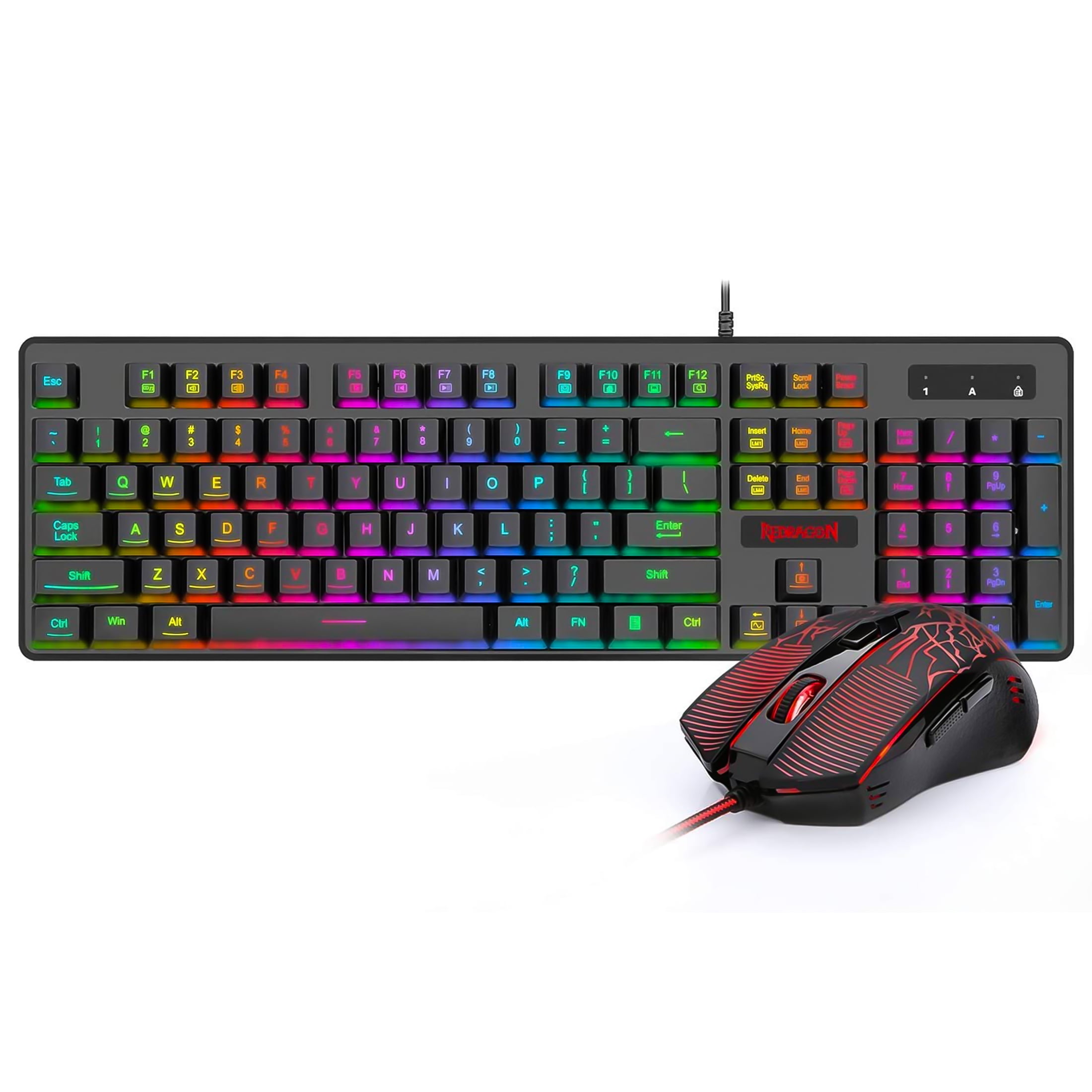 Redragon S107 RGB LED Backlit Mechanical Feel Gaming Keyboard and Mouse ...