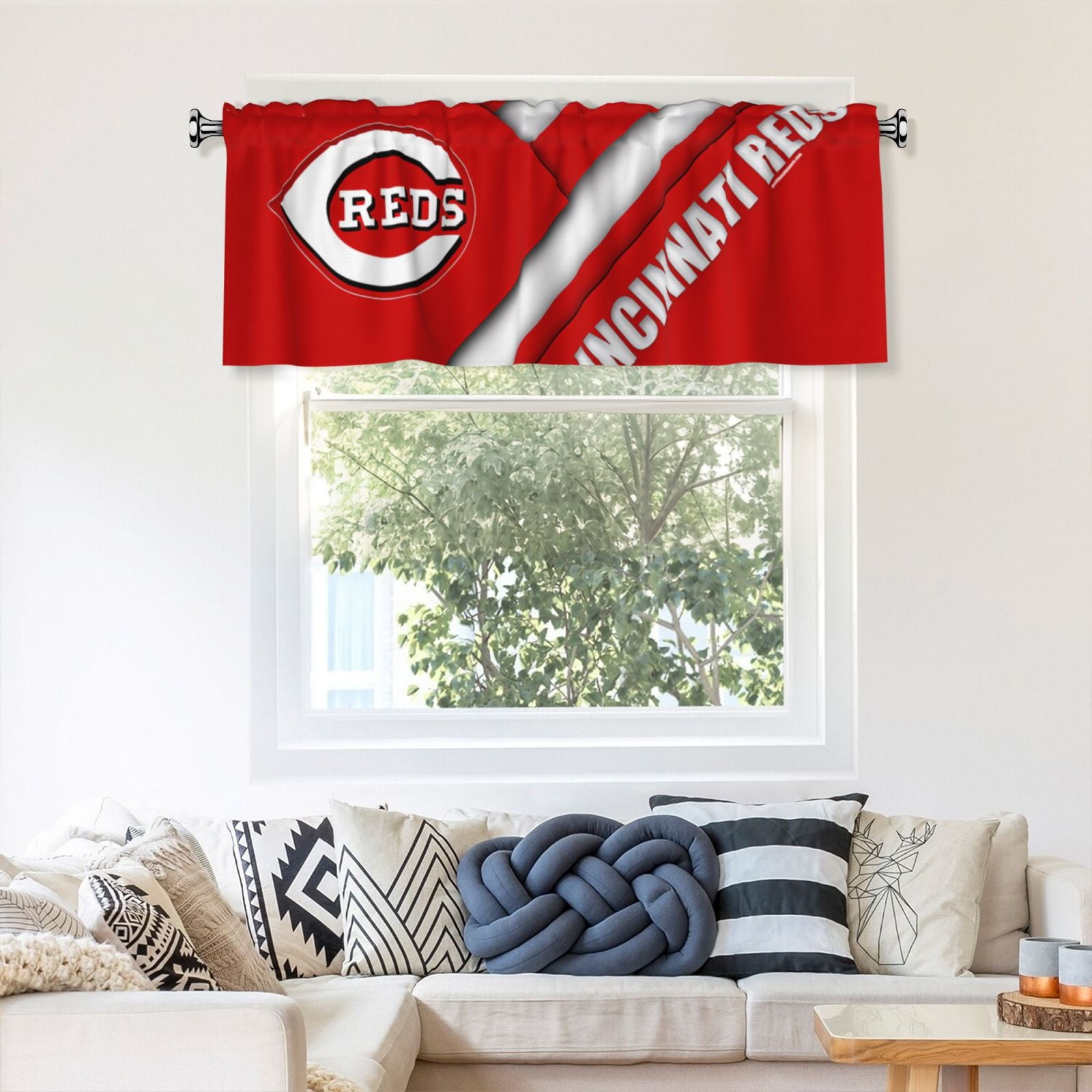 Reds Baseball Team Custom 54x18 Inch Rod Curtain Home Decor Easy to ...