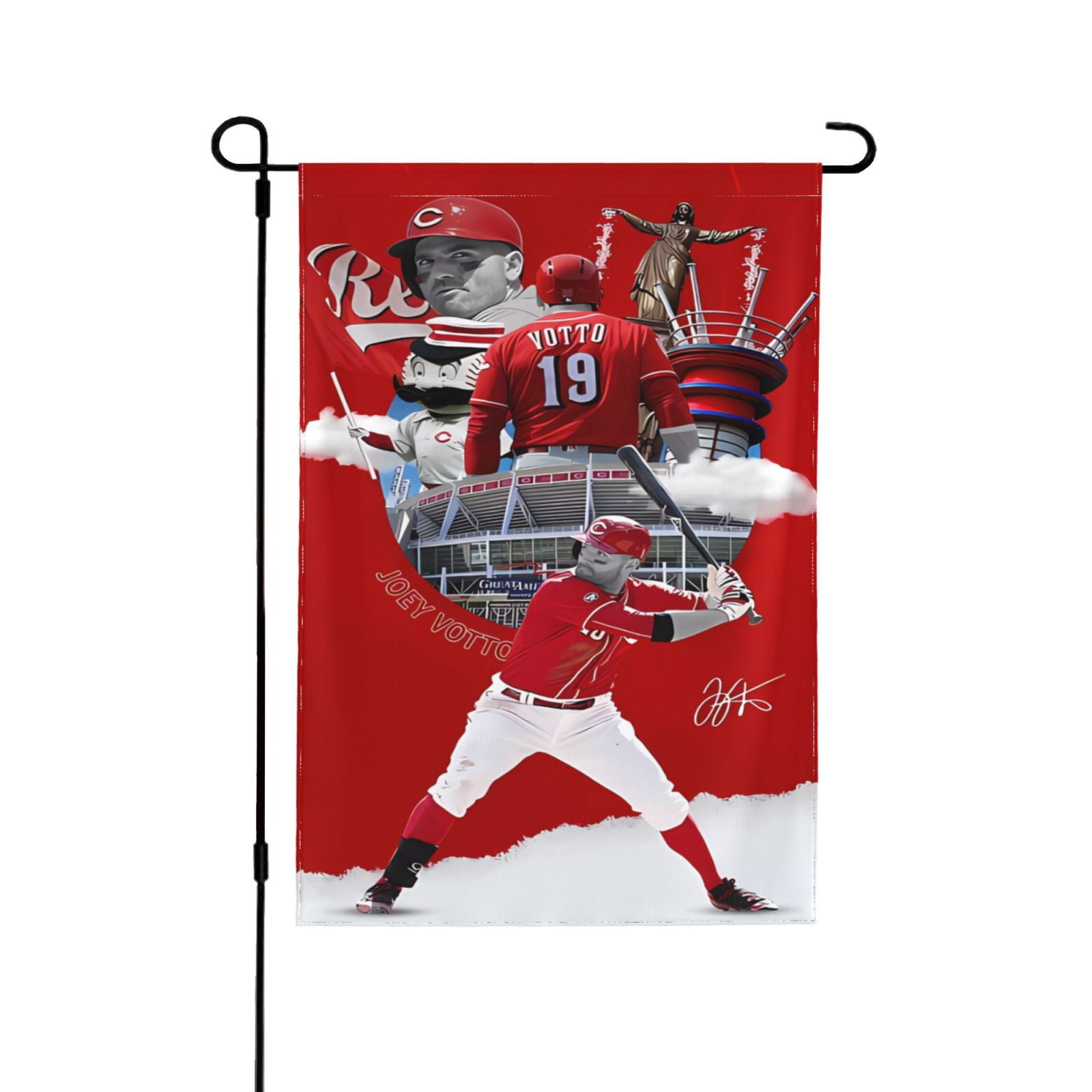 Reds Baseball Team Front Garden Flag, Fans Spectator Flag Hanging Flag ...