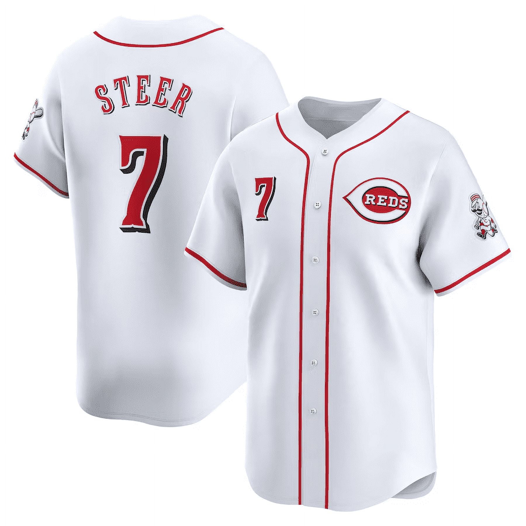 Reds Men Shirt Steer#7 Baseball Team Sports Shirt Home Limited Football ...