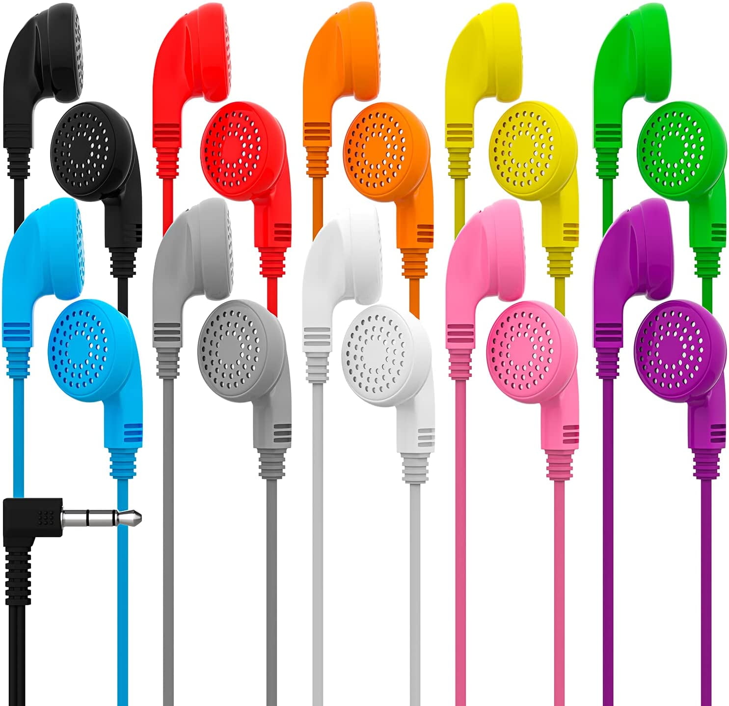 Redskypower Bulk Wired In-Ear Earphone Headphones, 4ft Cord, L Shape 3 ...