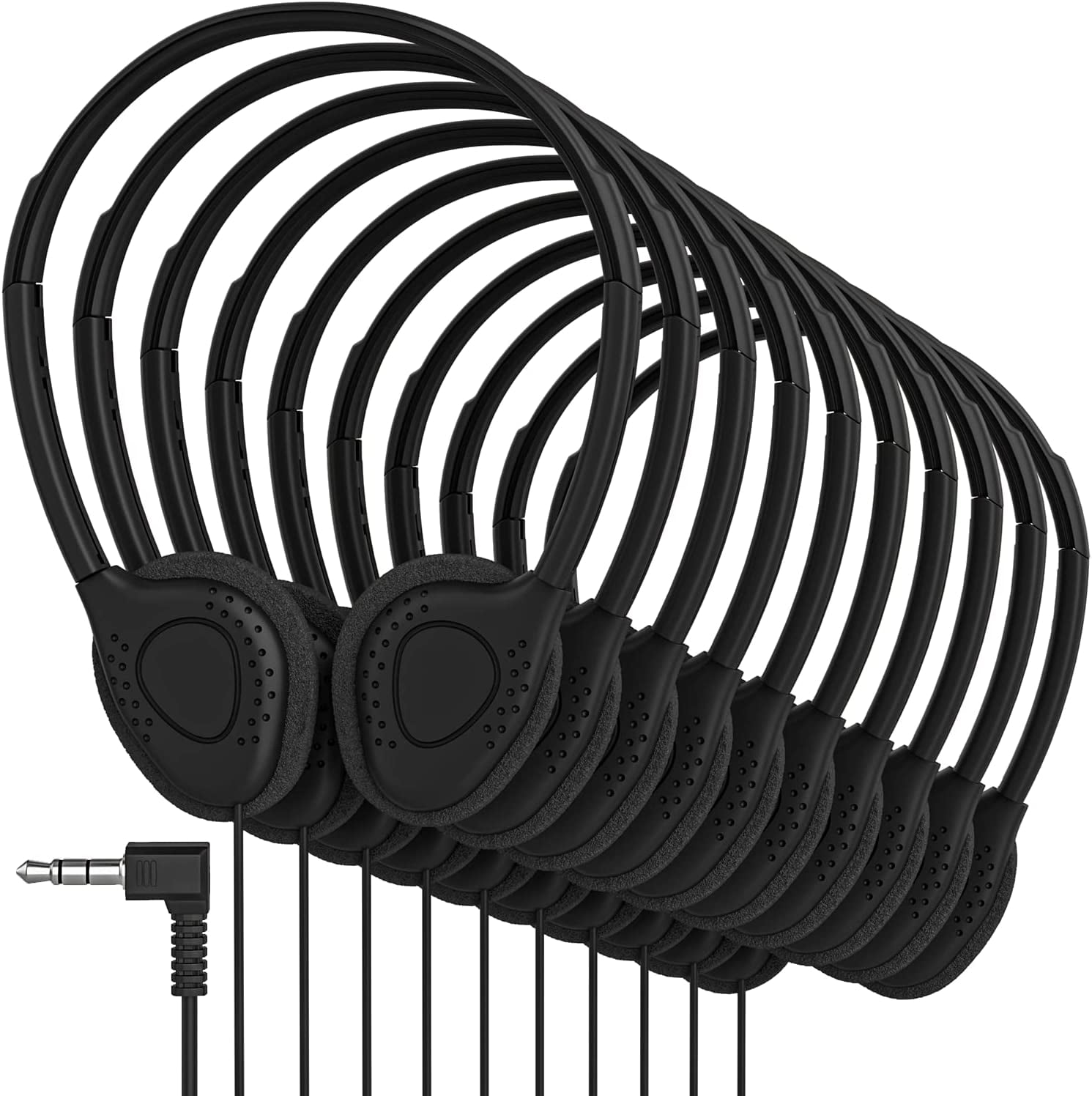 Redskypower Bulk Wired On-Ear Headphones, 5ft Cord, L Shape 3.5mm ...