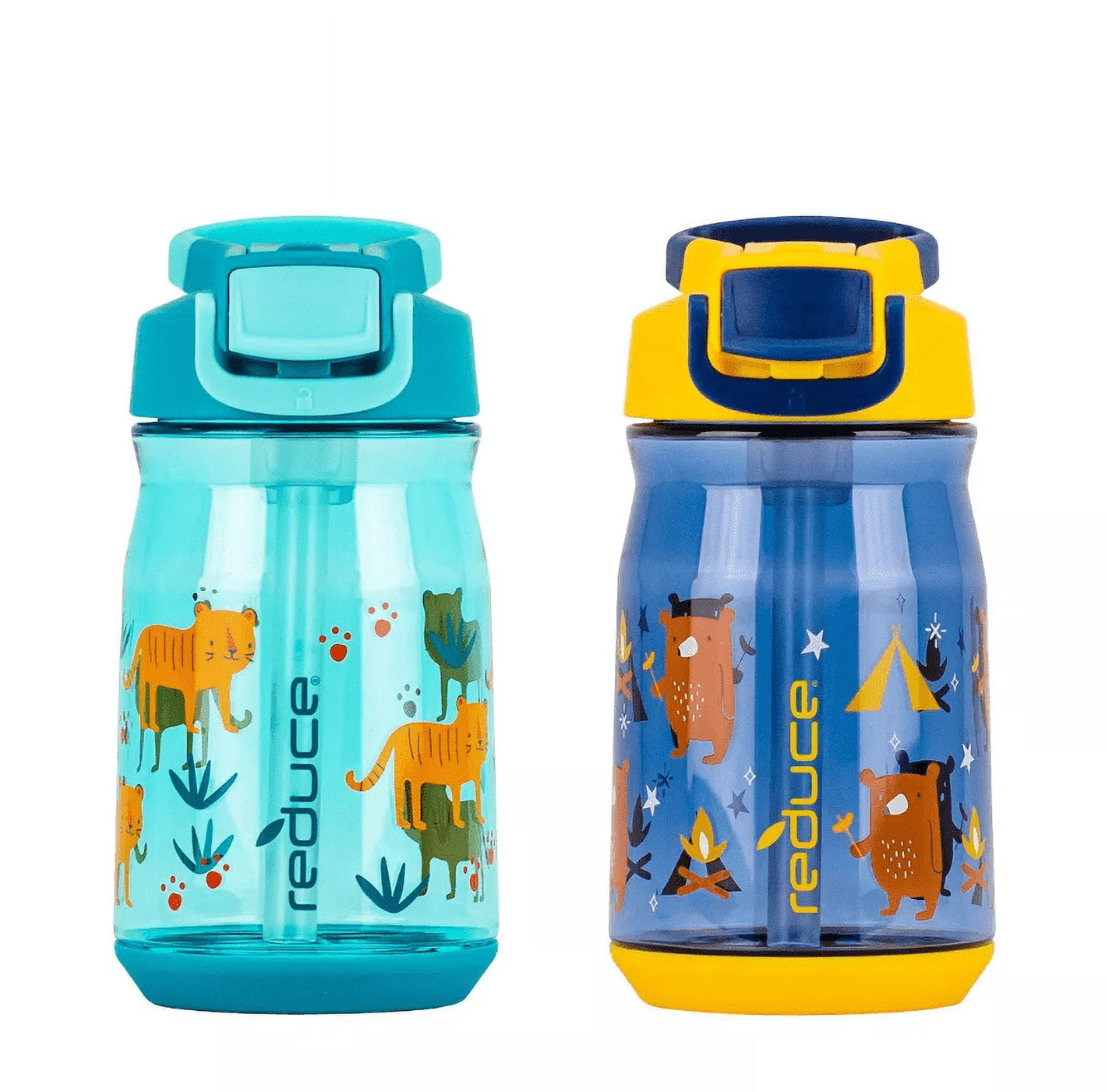 Reduce Hydrate 14oz Kids Water Bottles, Tiger and Camping Bear, 2 Pack ...