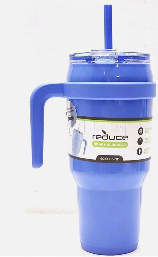 Reduce 40 hours cold 40oz 40 ounce Sip Drink Gulp BLUE Tumbler Cup ...