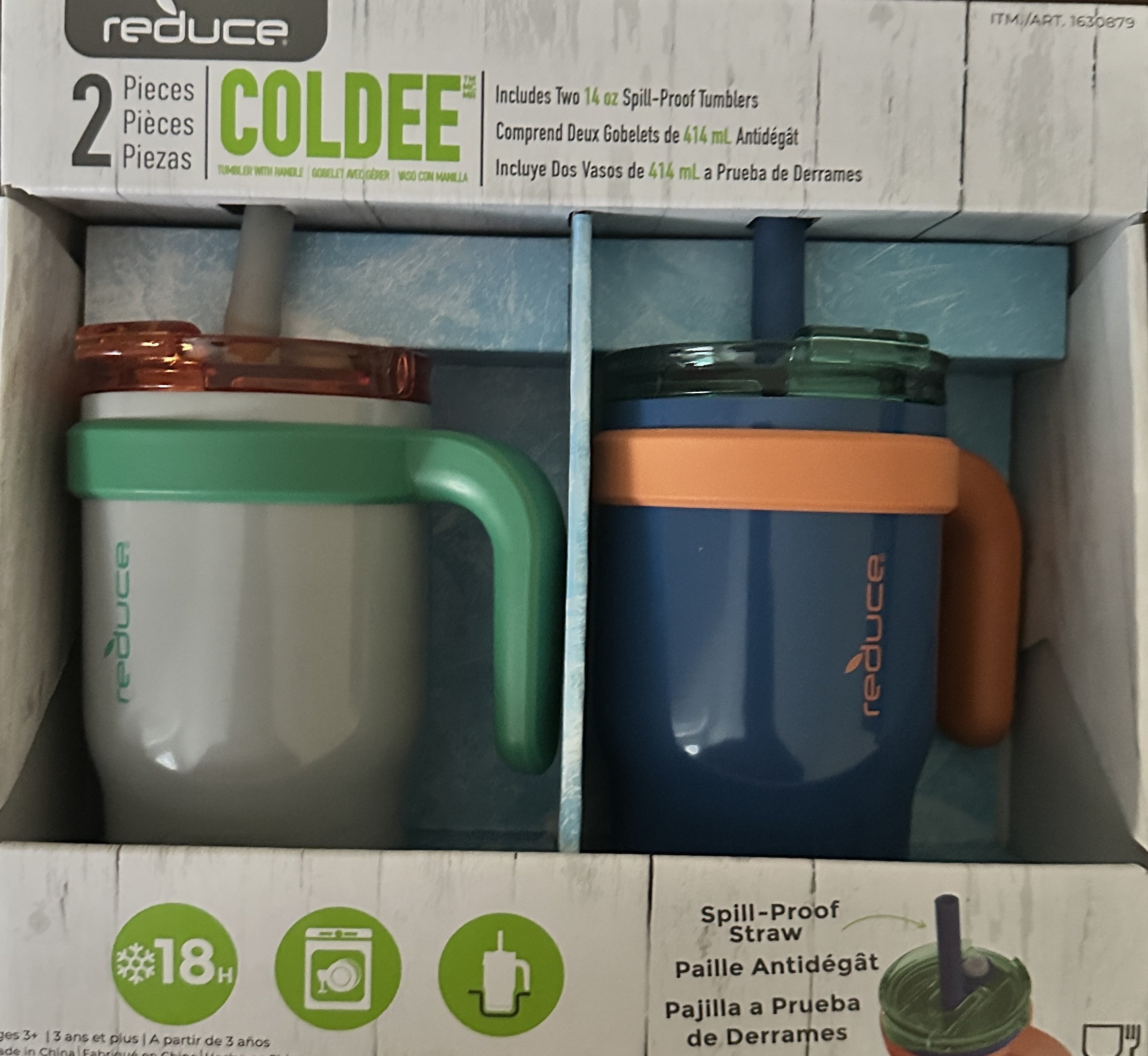Reduce Coldee 14 oz Small Tumblers with Lid and Straw, 2-Piece Set ...