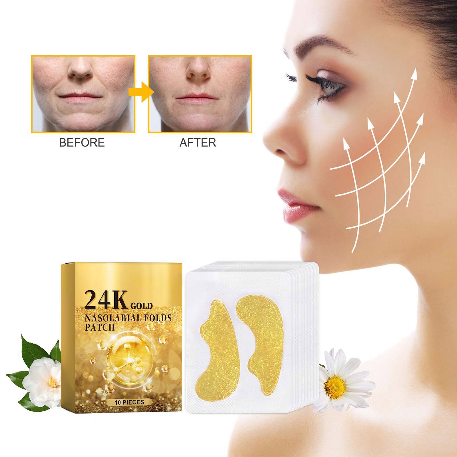 Reduce Dark Circle and Wrinkle Gold Nasolabial Fold Patch Gently ...