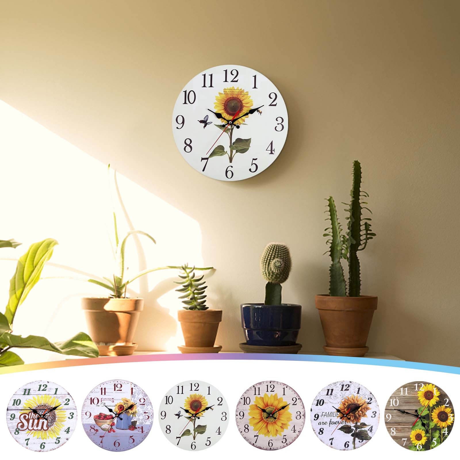 Reduce!Herrnalise 12 Inch Beautiful Sunflower Wall Clock, Vintage ...