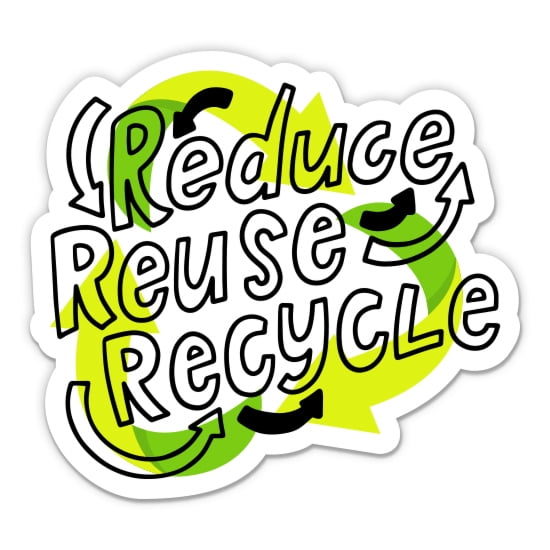 Reduce Reuse Recycle - 12" Vinyl Sticker Waterproof Decal - Walmart.com