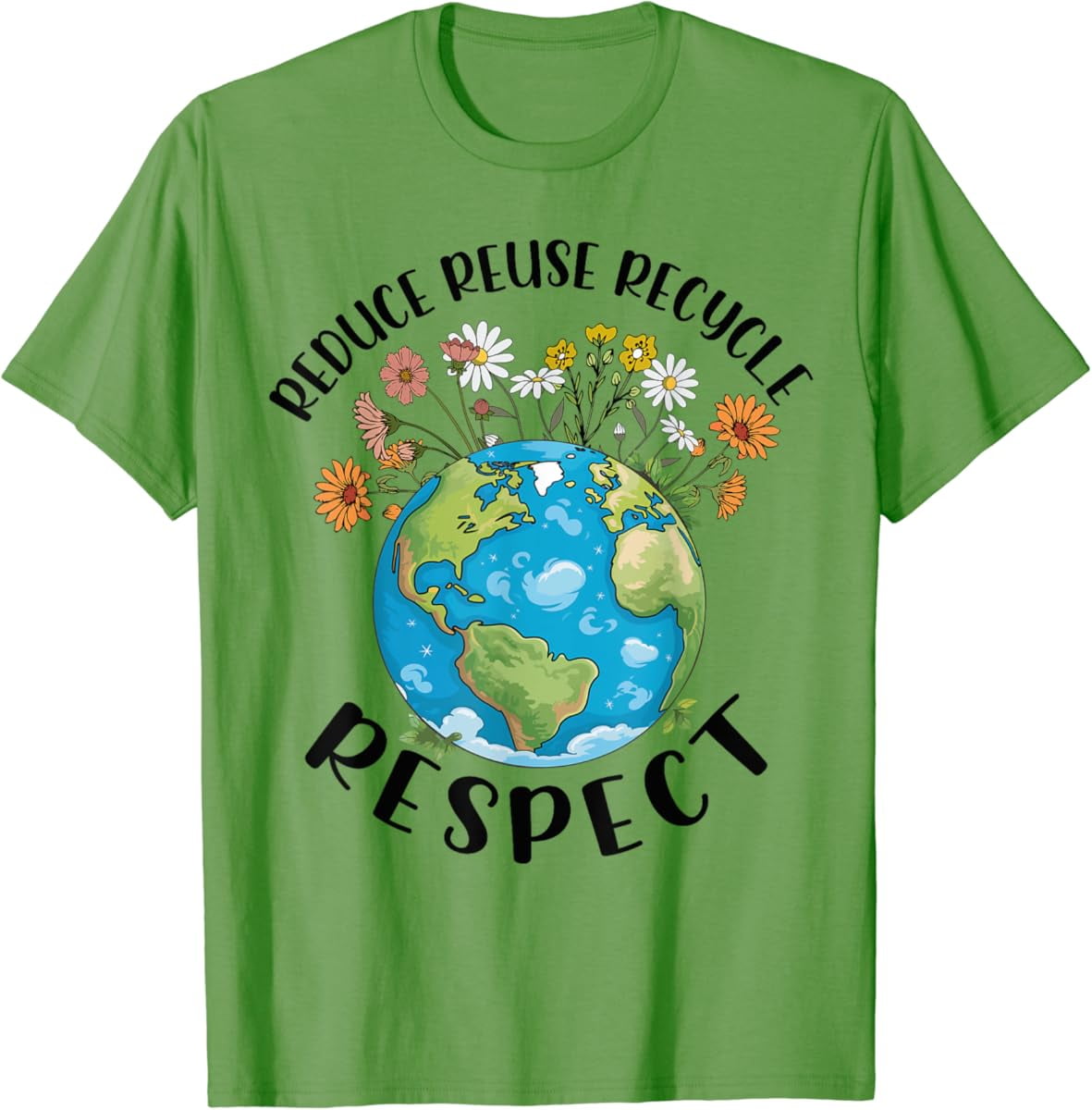 Reduce Reuse Recycle Respect Earth Day Teacher Girl Women T-Shirt ...