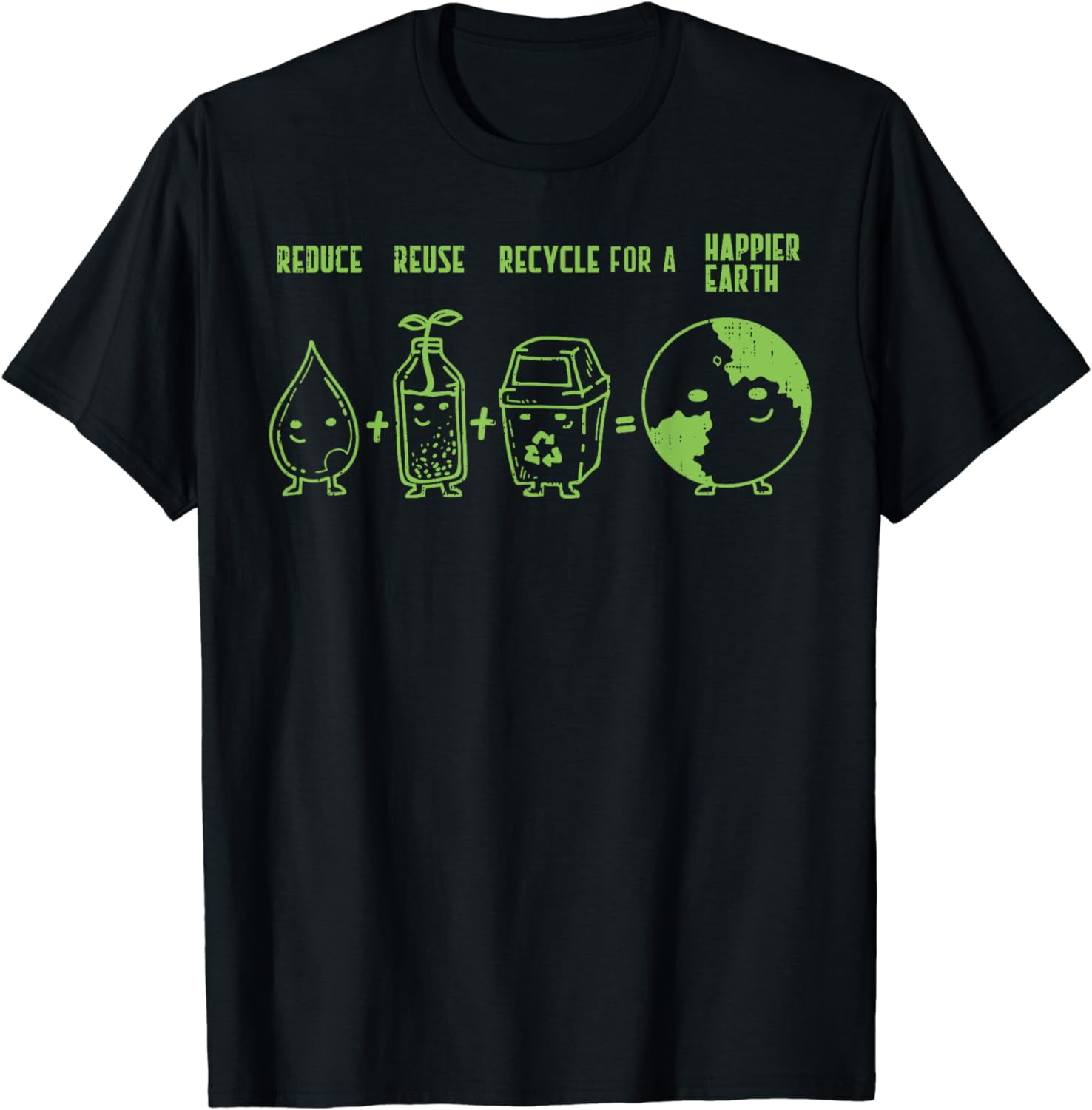 Reduce Reuse Recycle Shirt Earth Day Happier World T-Shirt - Walmart.com