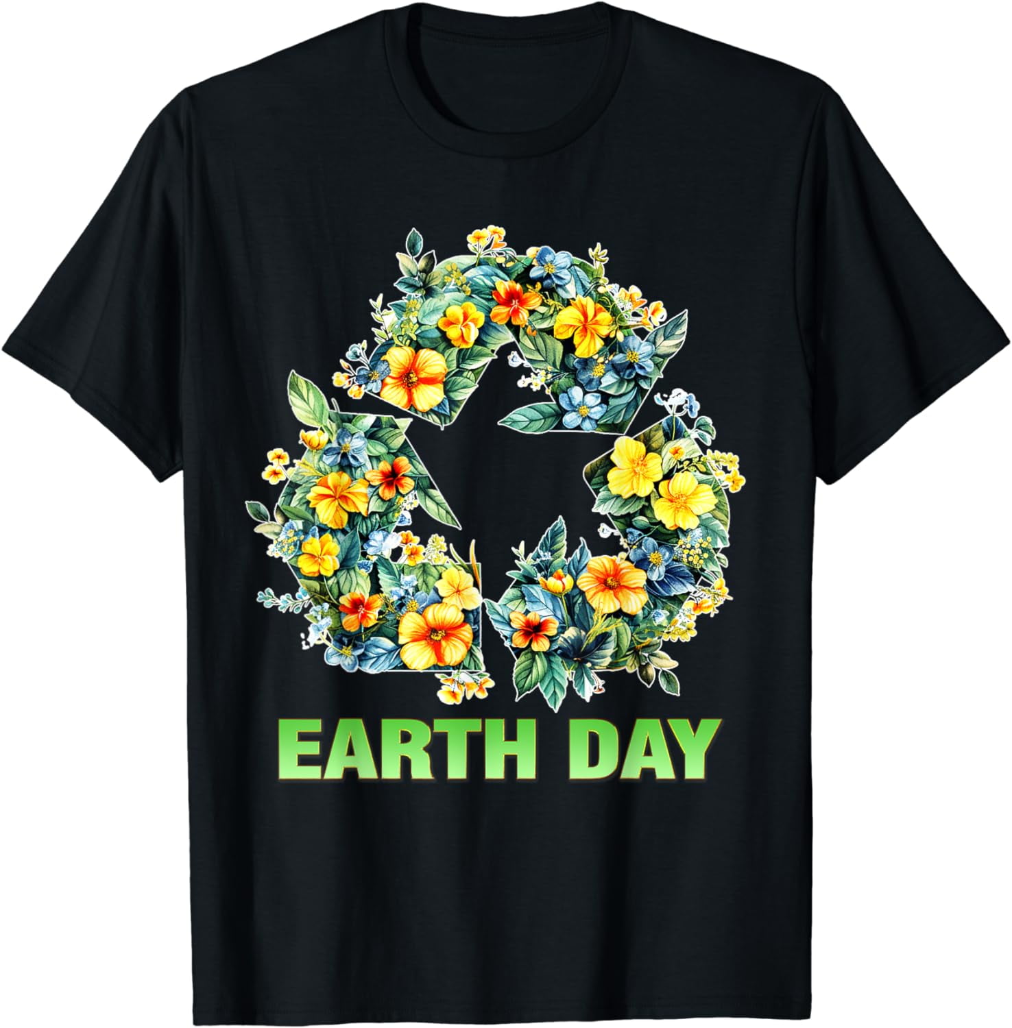 Reduce Reuse Recycle Symbol Flower - Womens Earth Day T-Shirt - Walmart.com