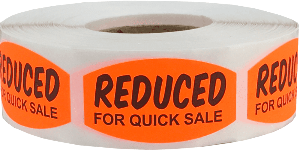 Reduced For Quick Sale Labels .75 x 1.375 Inch 500 Total Adhesive ...