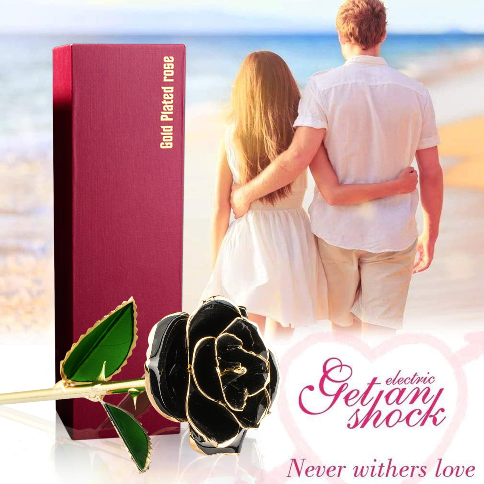 Reduced Gold Dipped Rose,Long Stem Eternity Rose Flower for Her, Mom, Wife, Girlfriend ...