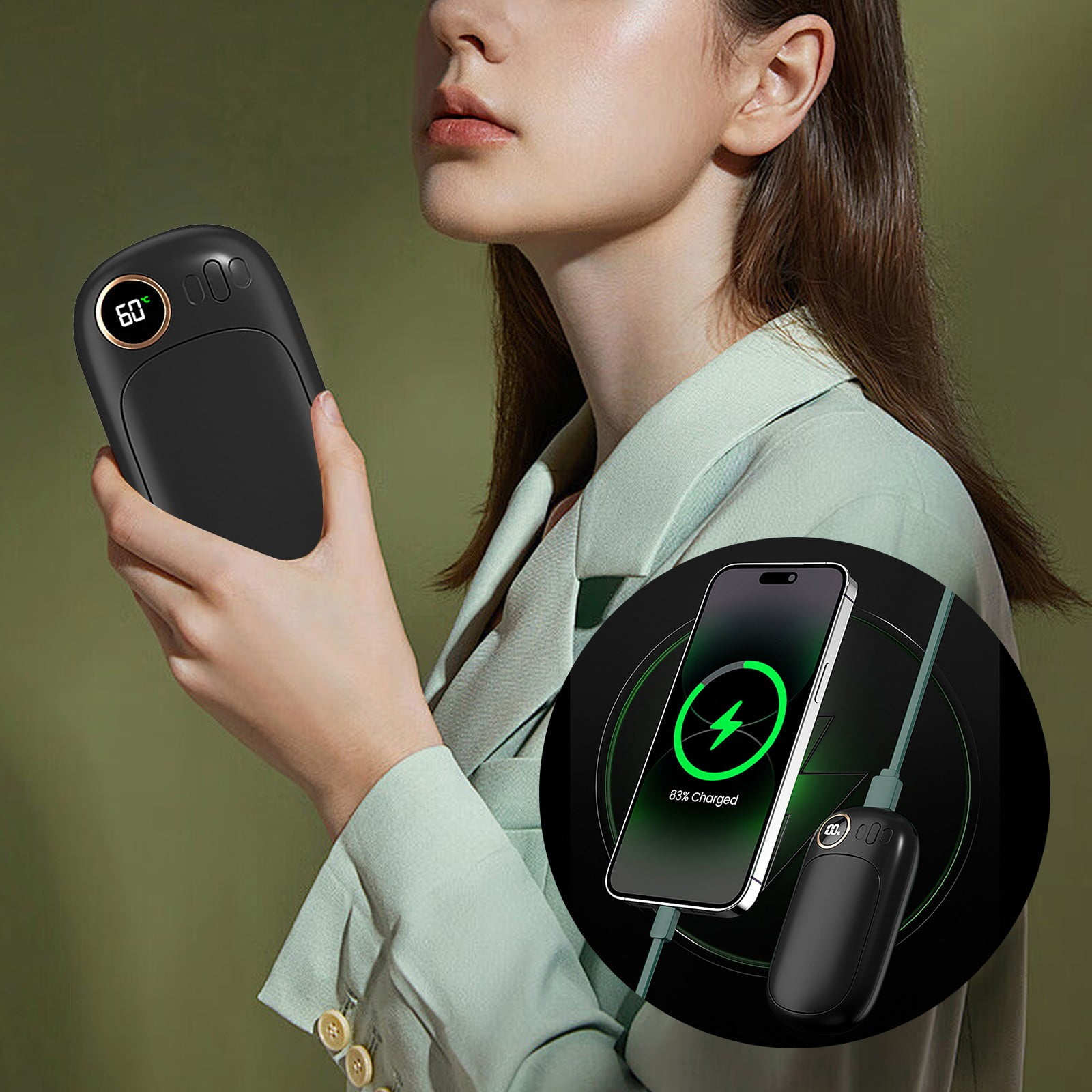 Reduced! NIHOND Warm Hands Power Bank 2 In 1 USB Digital Display Double ...