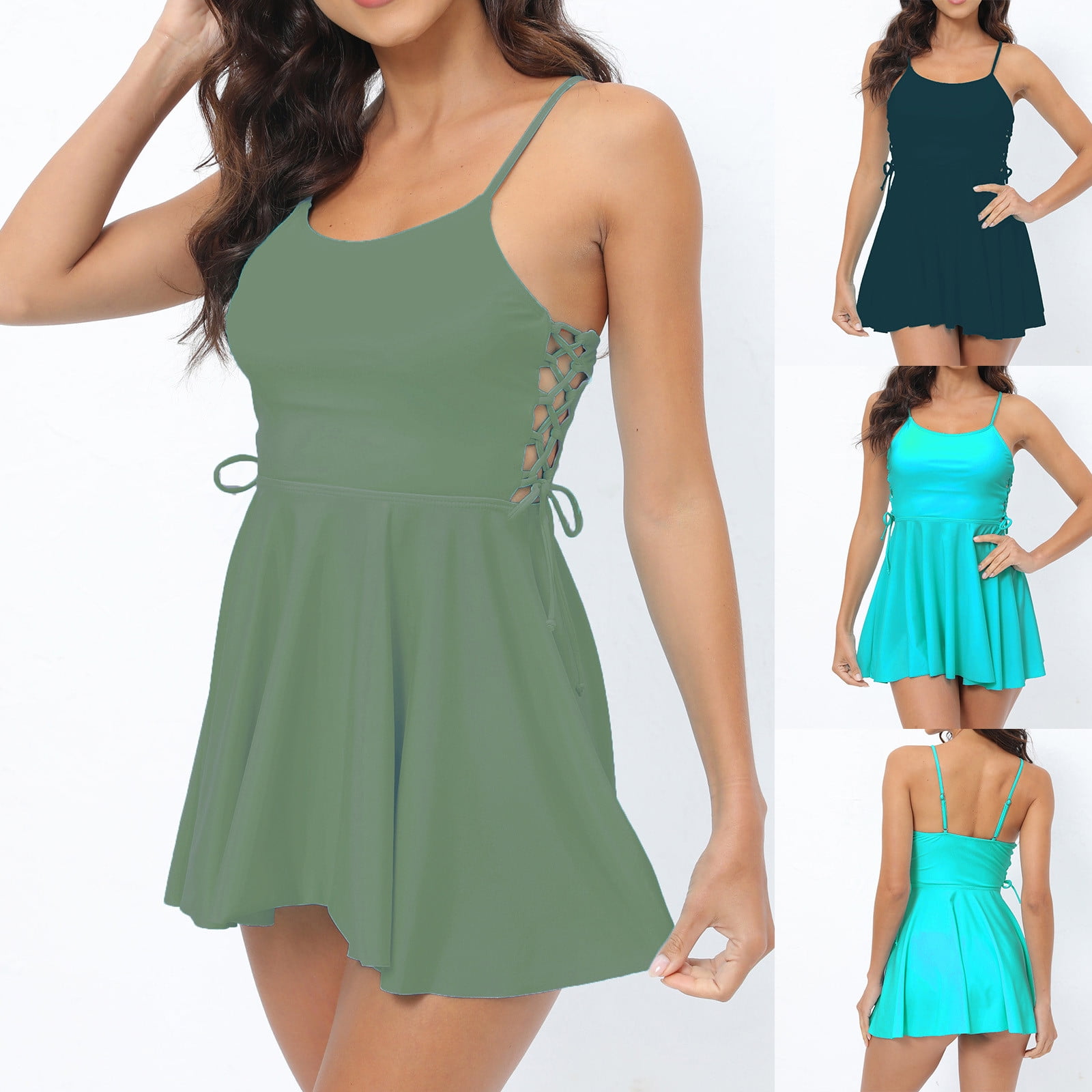 Reduced Price, Hawaiian Tropical Print Swim Cami Bra, Ruffled Bathing ...