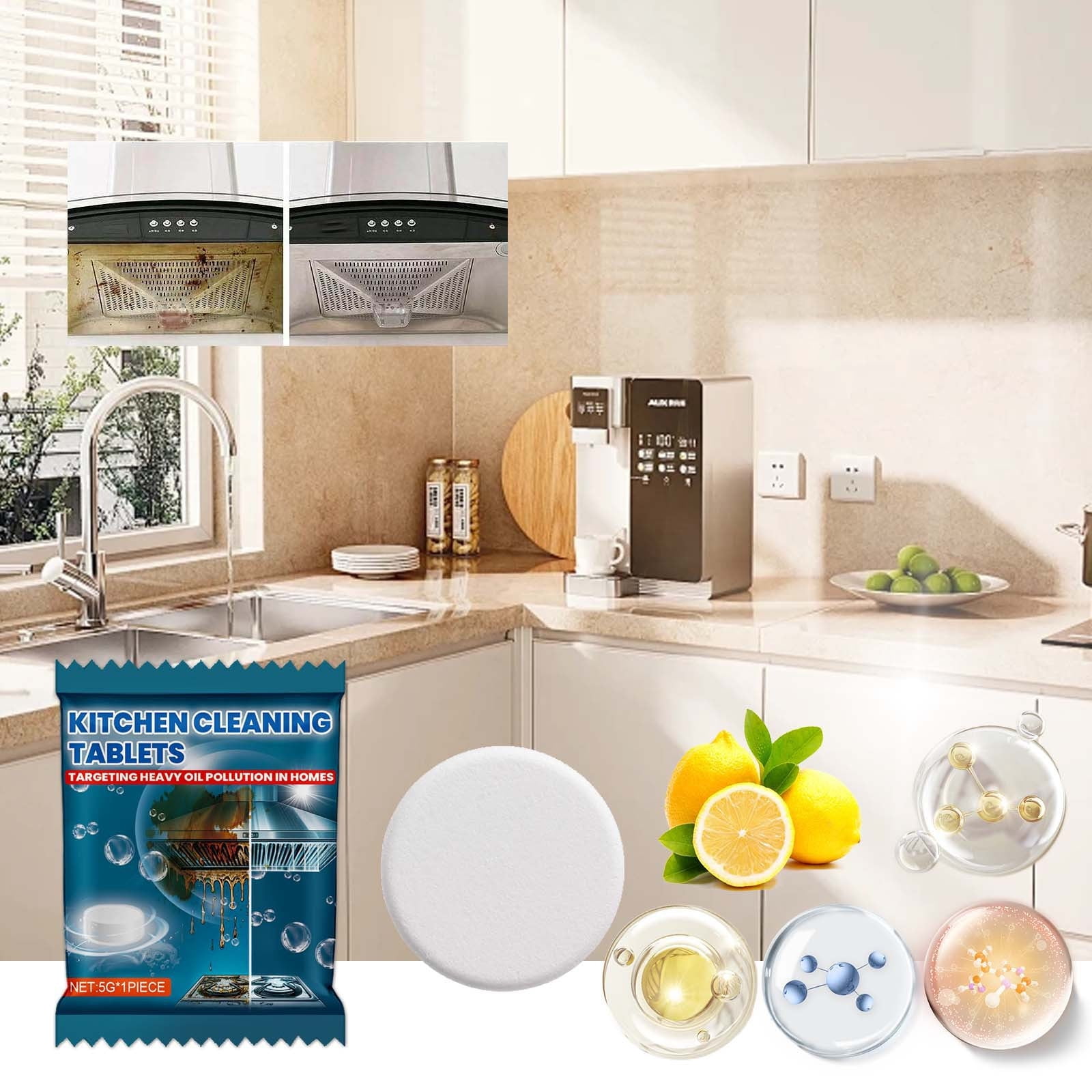 Reduced Price, Kitchen Cleaning Tablet (5g), Heavy Duty Degreasing ...