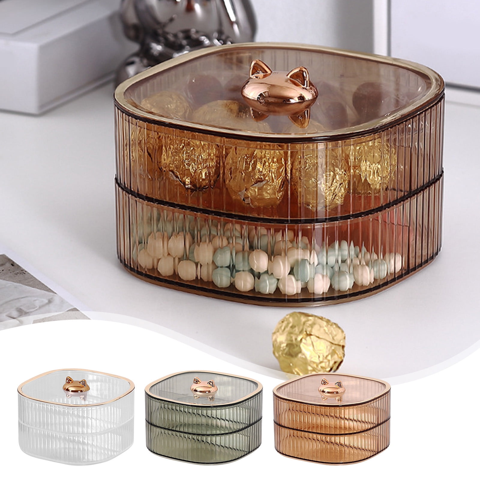 Reduced Price, Topliu Transparent Kitty Rotating Candy Tray, Multilayer ...