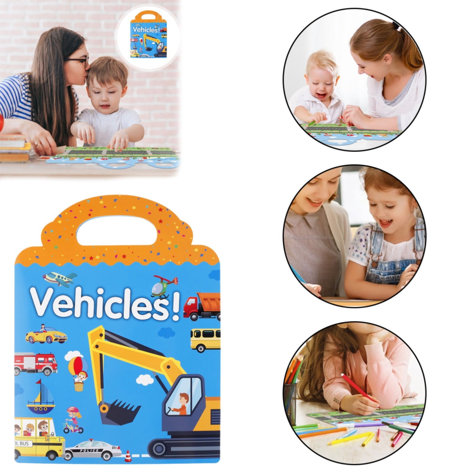 Reduced! SSNTSY Reusable Sticker Book for Kids Vehicles Truck Stickers ...