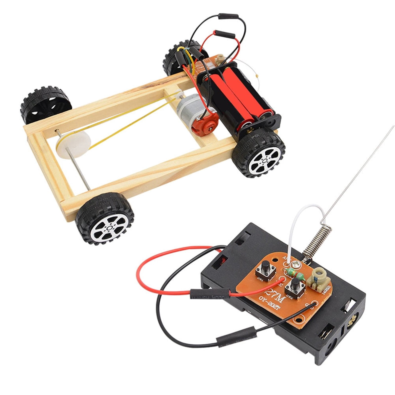 Reduced! SSNTSY Wood DIY Assembly 4WD RC Remote Car Vehicle Model Kit ...