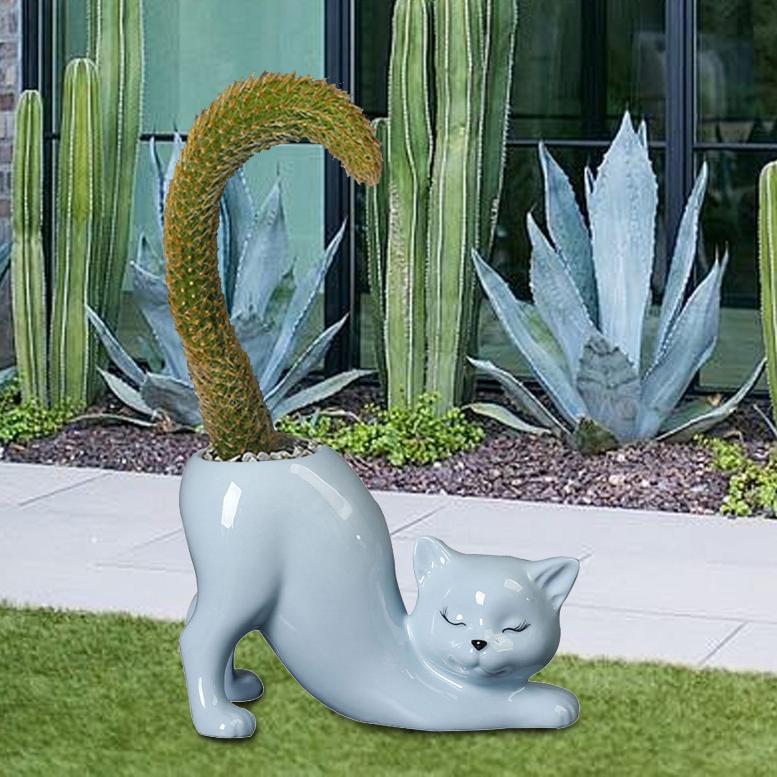 Reduced! VISALY Ceramic Tailless Cat Succulent Pots Cute Funny Kitty ...