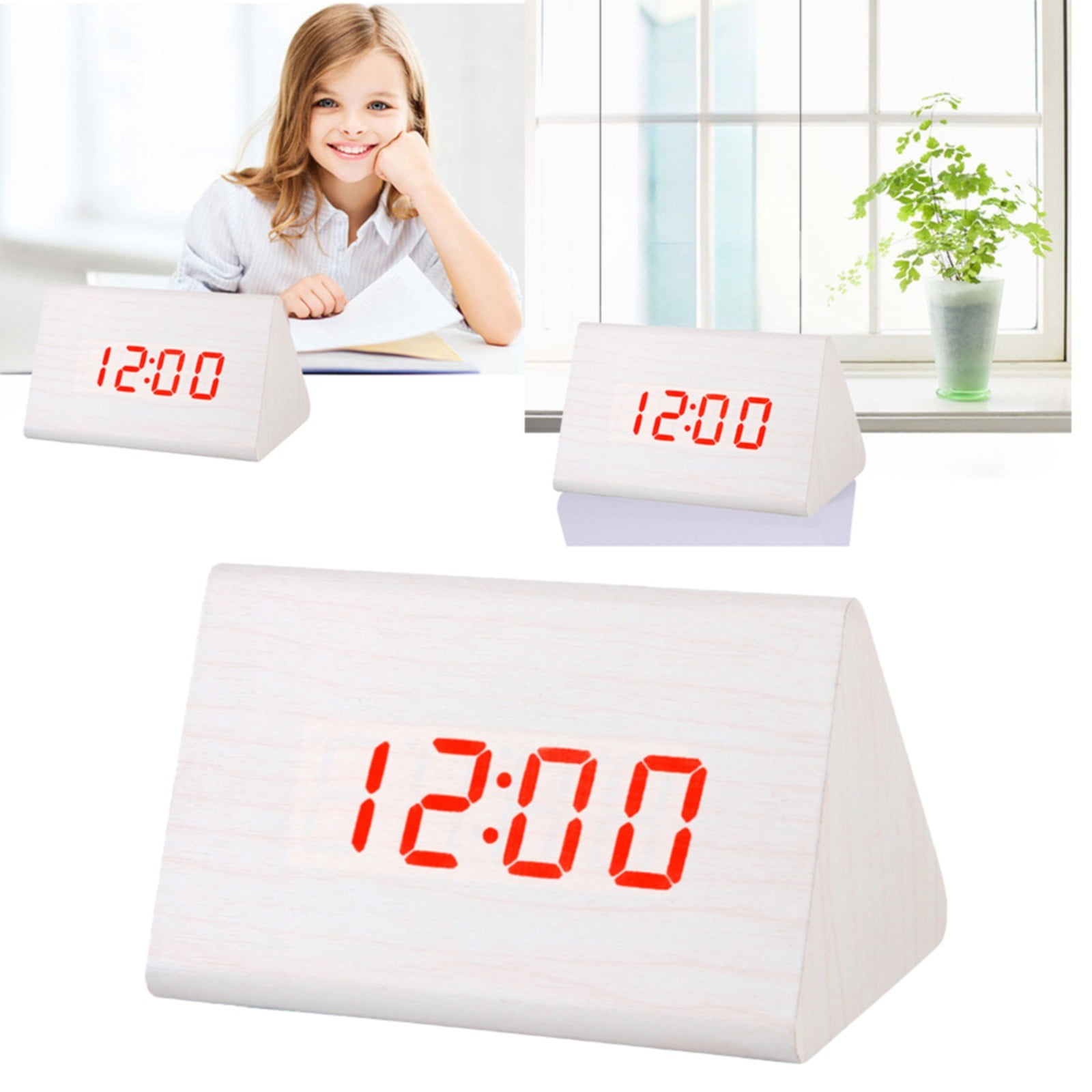 Reduced! VISALY Wooden Wood Clock New Version LED Alarm Digital Desk ...