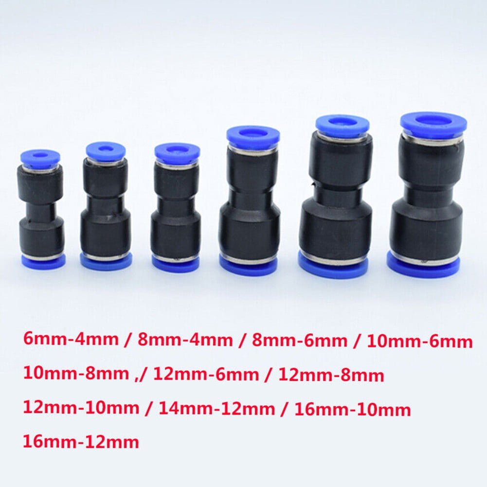 Reducer Straight Push-In Fittings Pneumatic Line Tube Hose Connector ...