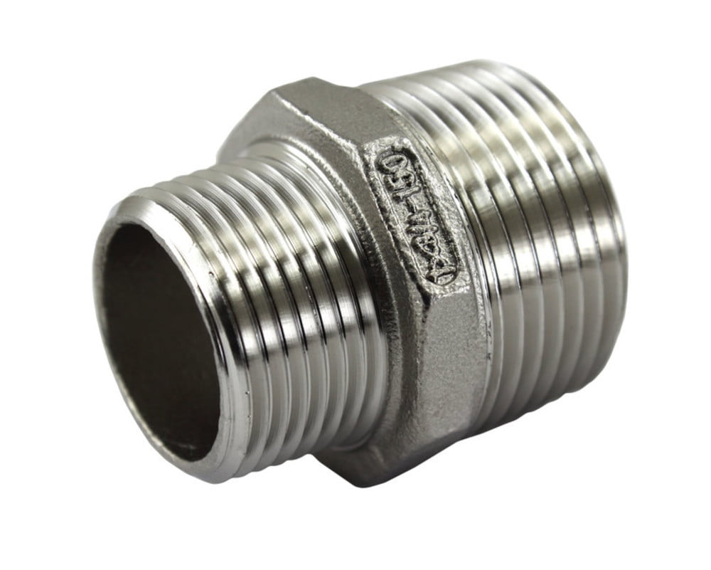 Reducing Nipple 1" x 3/4" Male NPT 304 Stainless Steel Pipe Fitting .75", 2 Pack - Walmart.com