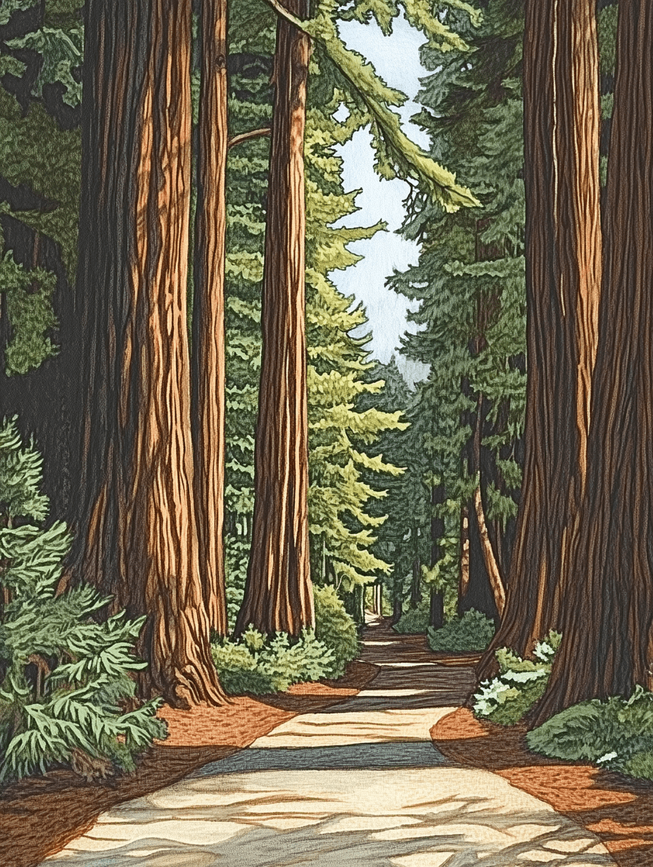 Redwood Forest Pathway Canvas Art Print， Suitable for Living Room ...