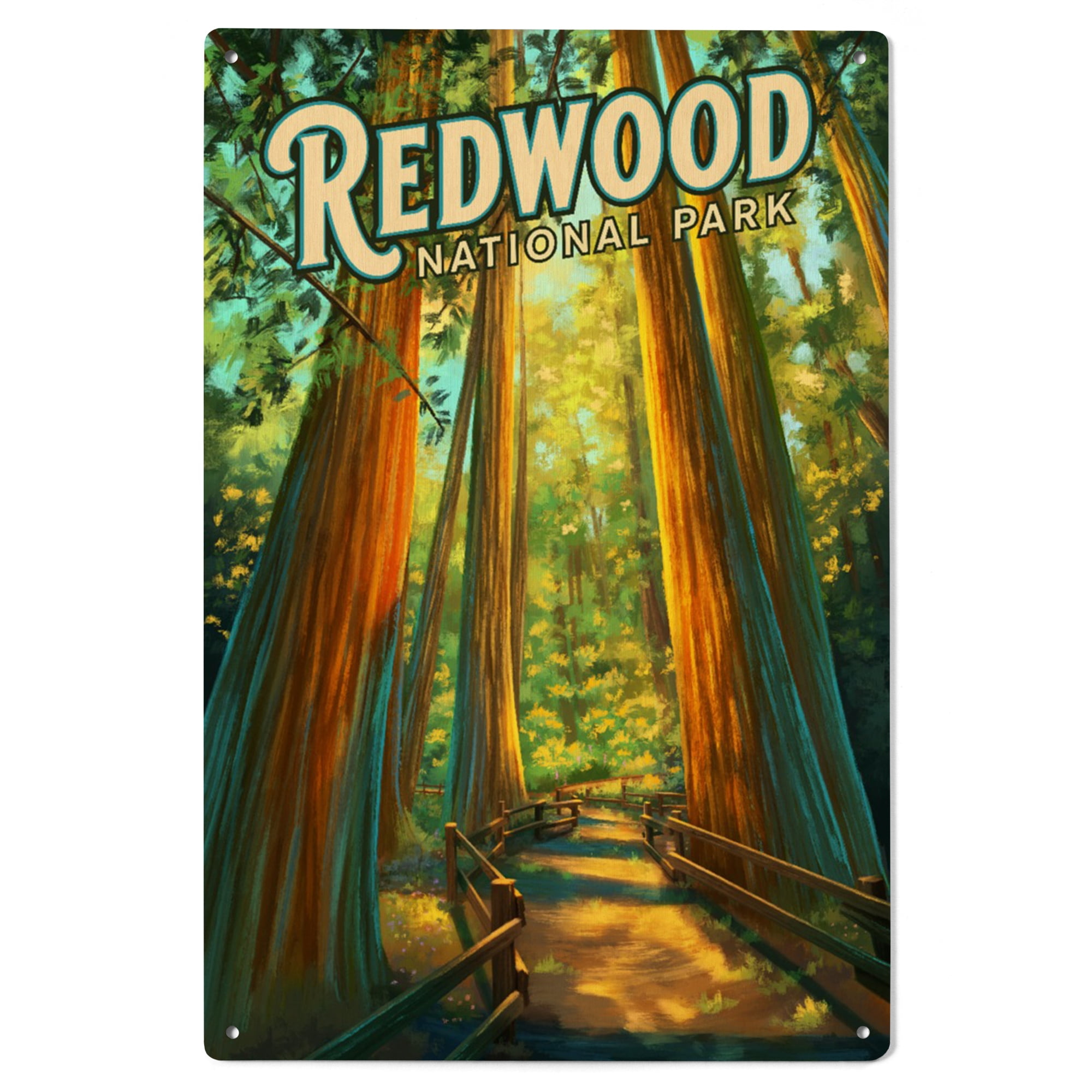 Redwood National Park, California, Oil Painting Birch Wood Wall Sign ...