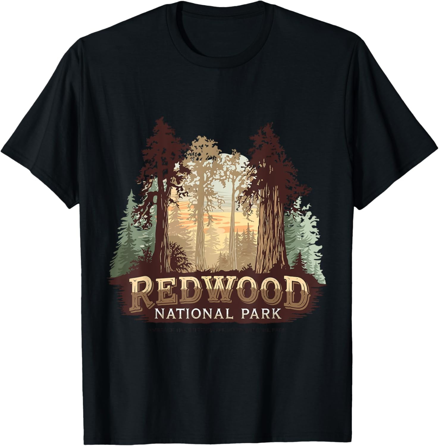 Redwood National Park Retro Vintage Throwback Mens Hike T-Shirt ...