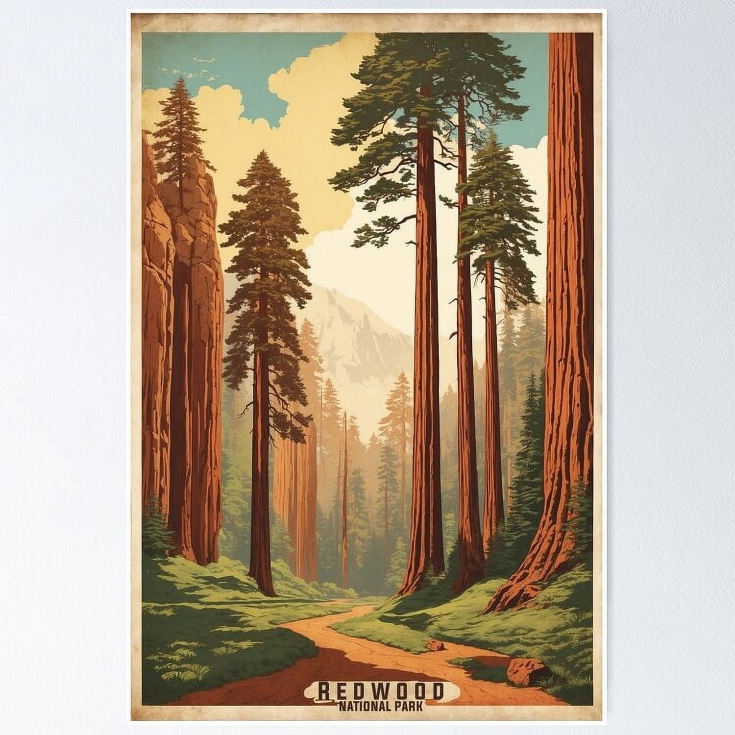 Redwood National Park USA Vintage Travel Tourism Poster, 8x12 UNFRAMED ...