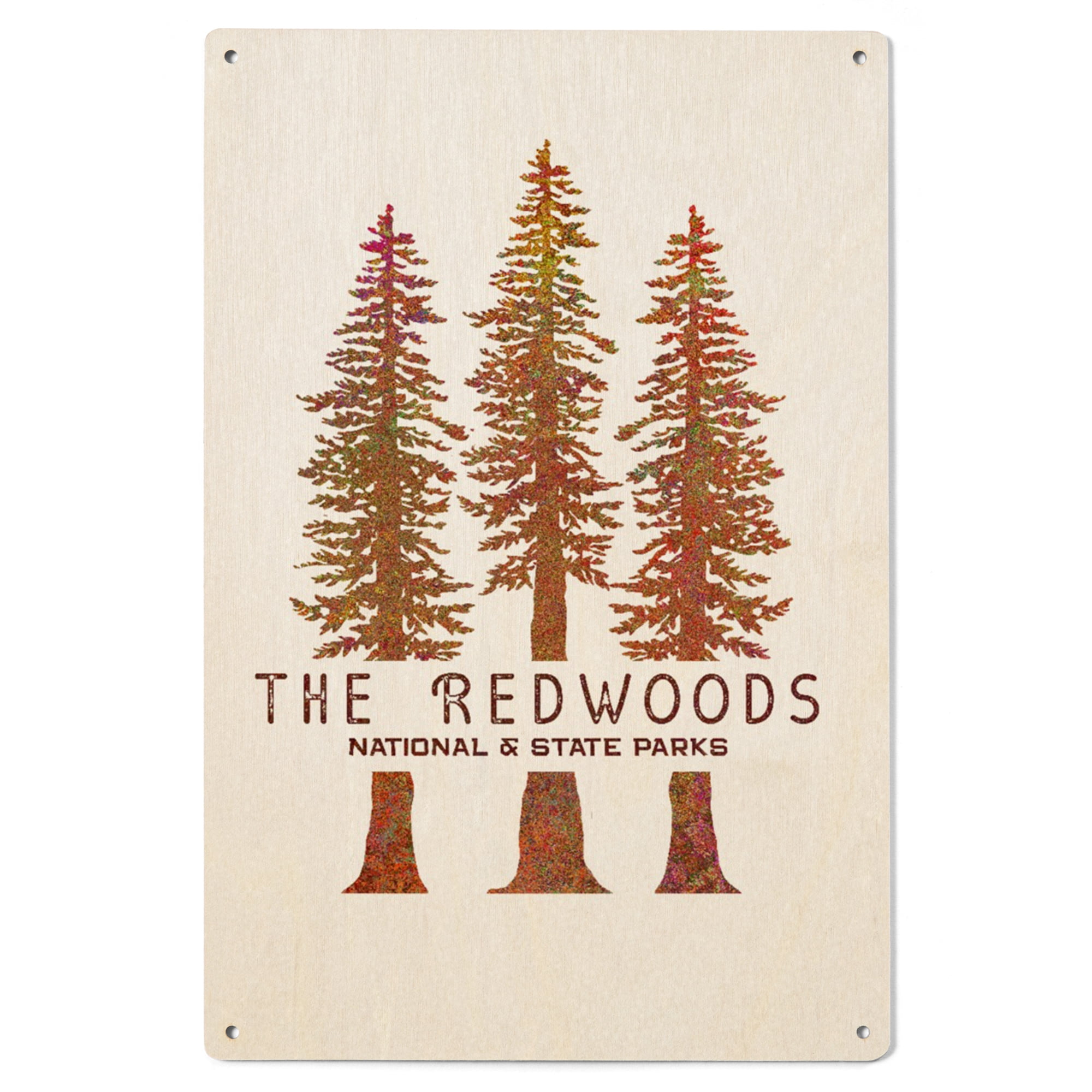 Redwood trees, Redwood National and State Parks Birch Wood Wall Sign ...