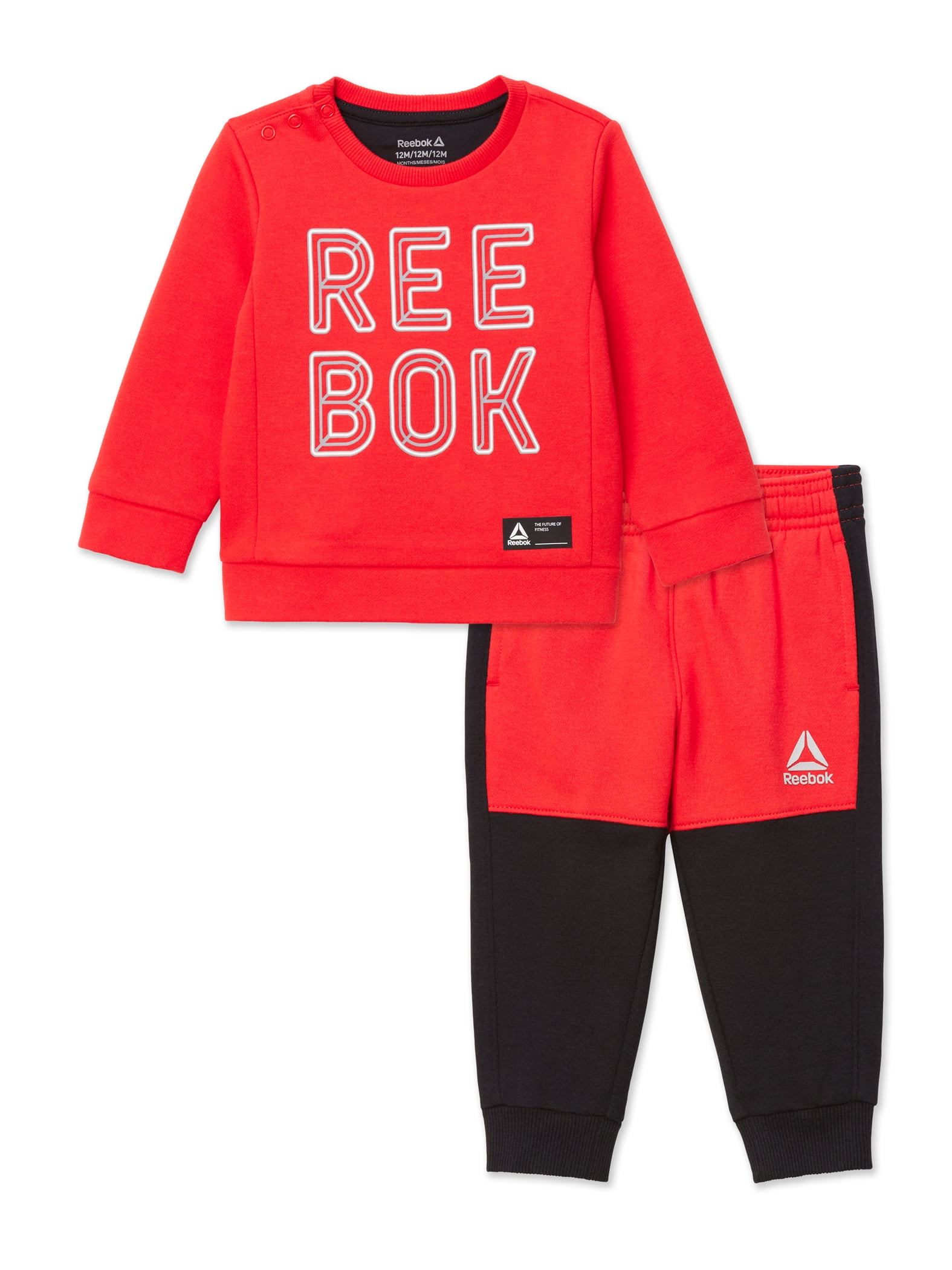 Reebok Baby and Toddler Boy Color Blocked Crew Neck Pullover & Jogger ...