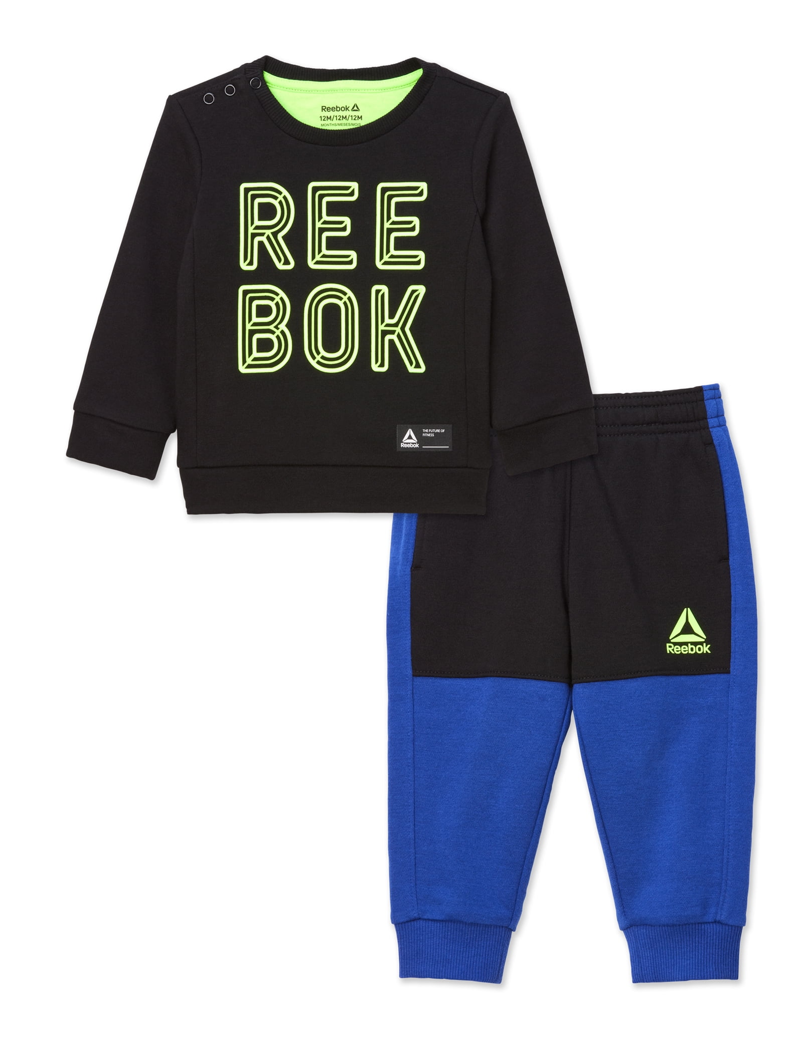 Reebok Baby and Toddler Boy Color Blocked Crew Neck Pullover & Jogger ...