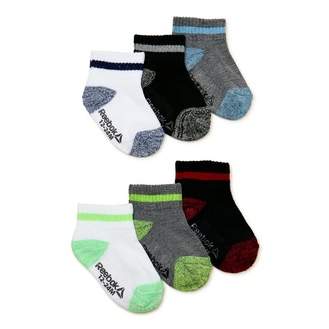 Reebok Baby and Toddler Boys' Quarter Socks, 6-Pack, 6-12M - Walmart.com