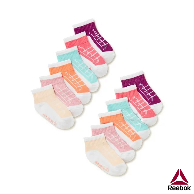 Reebok Baby and Toddler Girls' Quarter Socks, 12-Pack, 6M-4T - Walmart.com