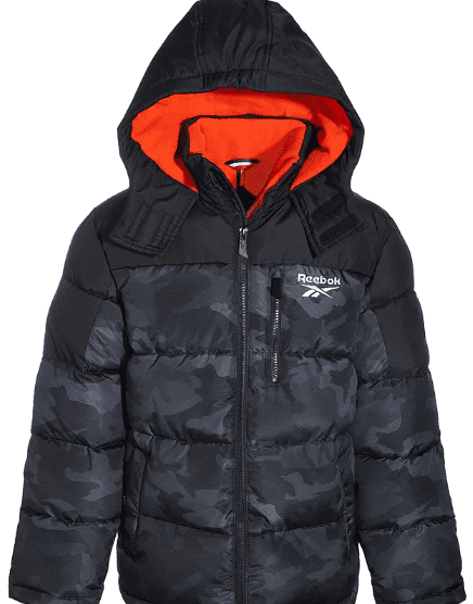 Reebok Big Boys Quilted Full-Zip Hooded Puffer Jacket, L (14/16 ...
